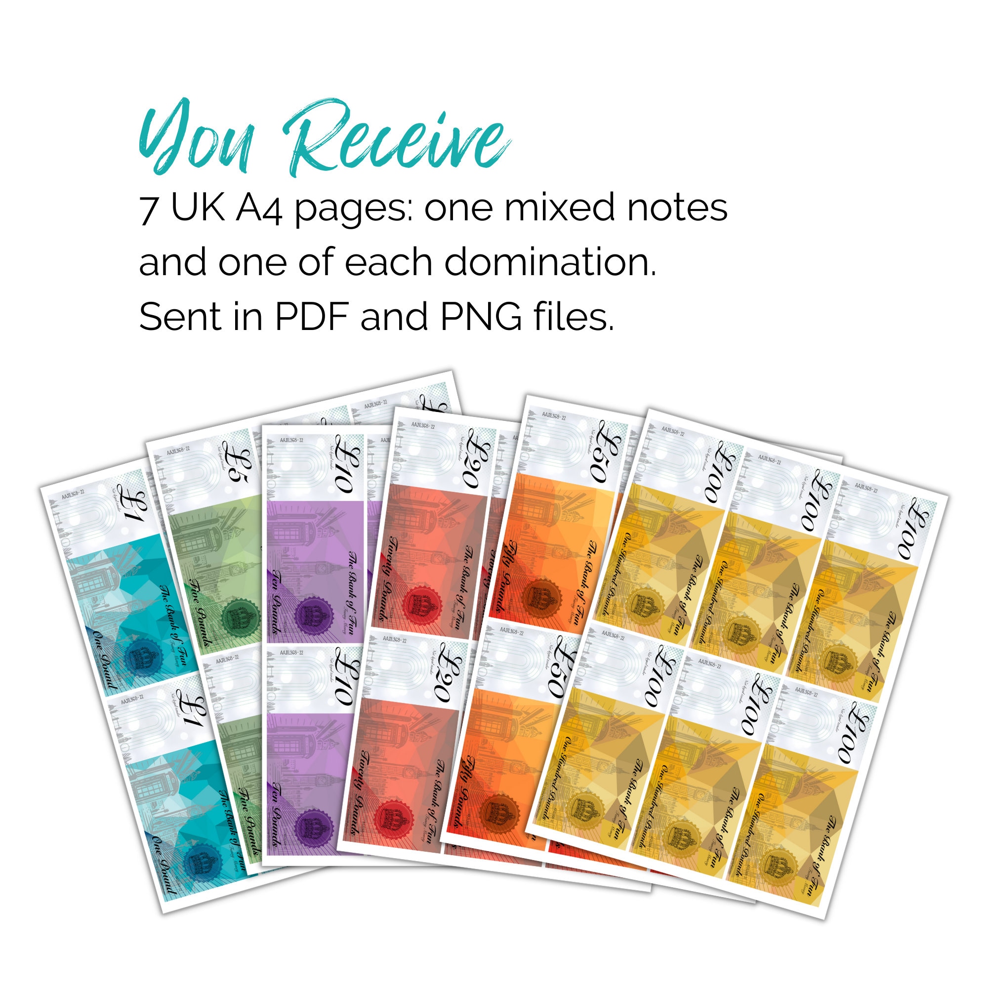 Printable Bank Notes in Pounds. Pretend Fun Money Great for - Etsy