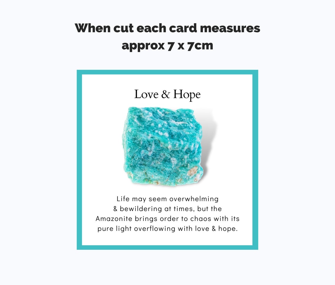 Printable Amazonite Crystal Insert Cards for Crystal Sellers & - Etsy
