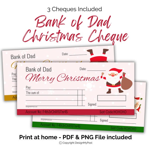 Bank of Mum and Dad Cheque - Etsy UK