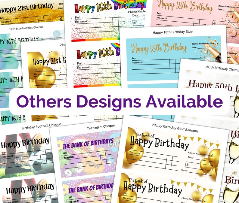 Printable 18th Birthday Rainbow Cheque: Money Gift Template (digital ...