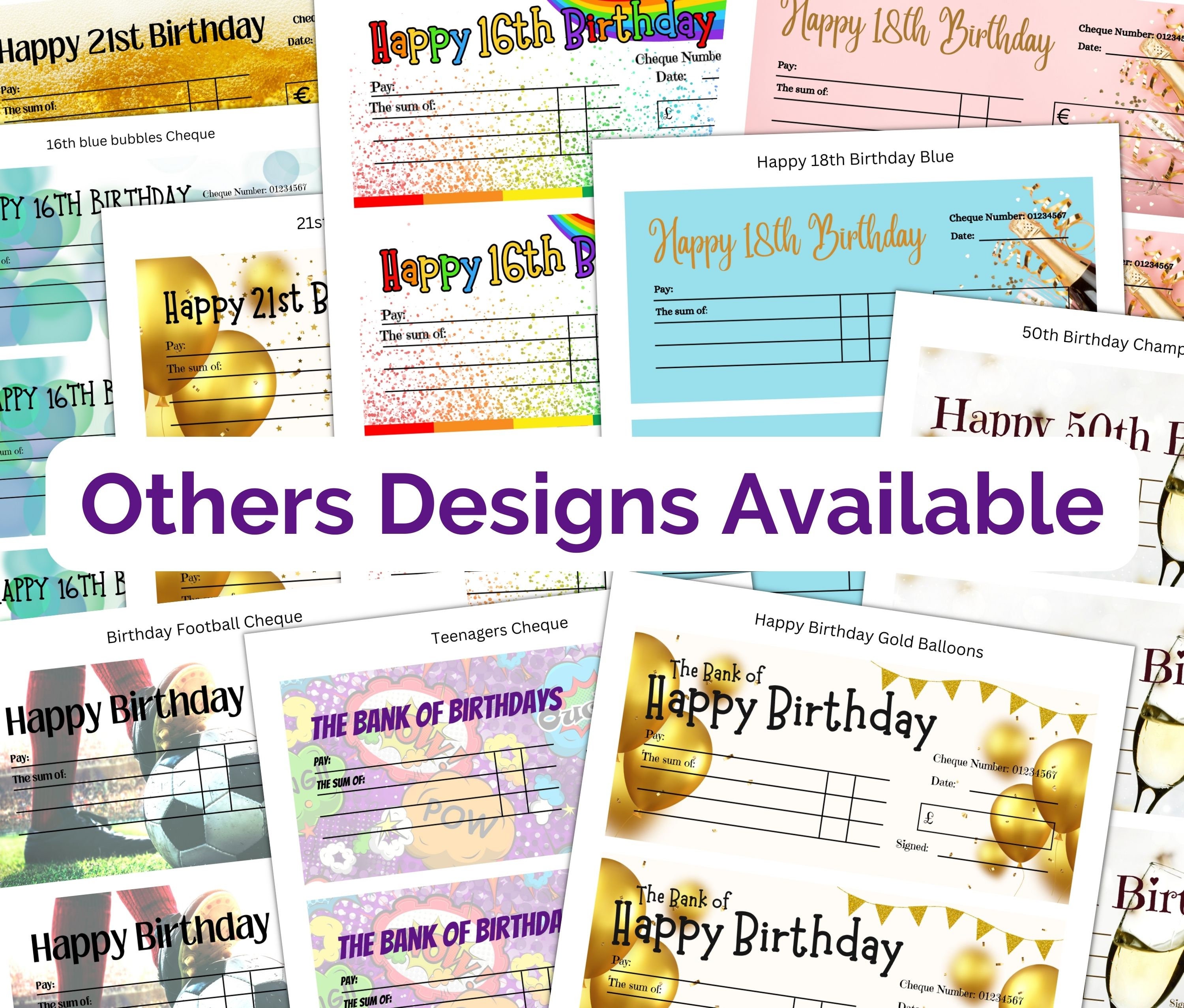 Printable 18th Birthday Cheque. Rainbow Gift Blank Cheque - Etsy