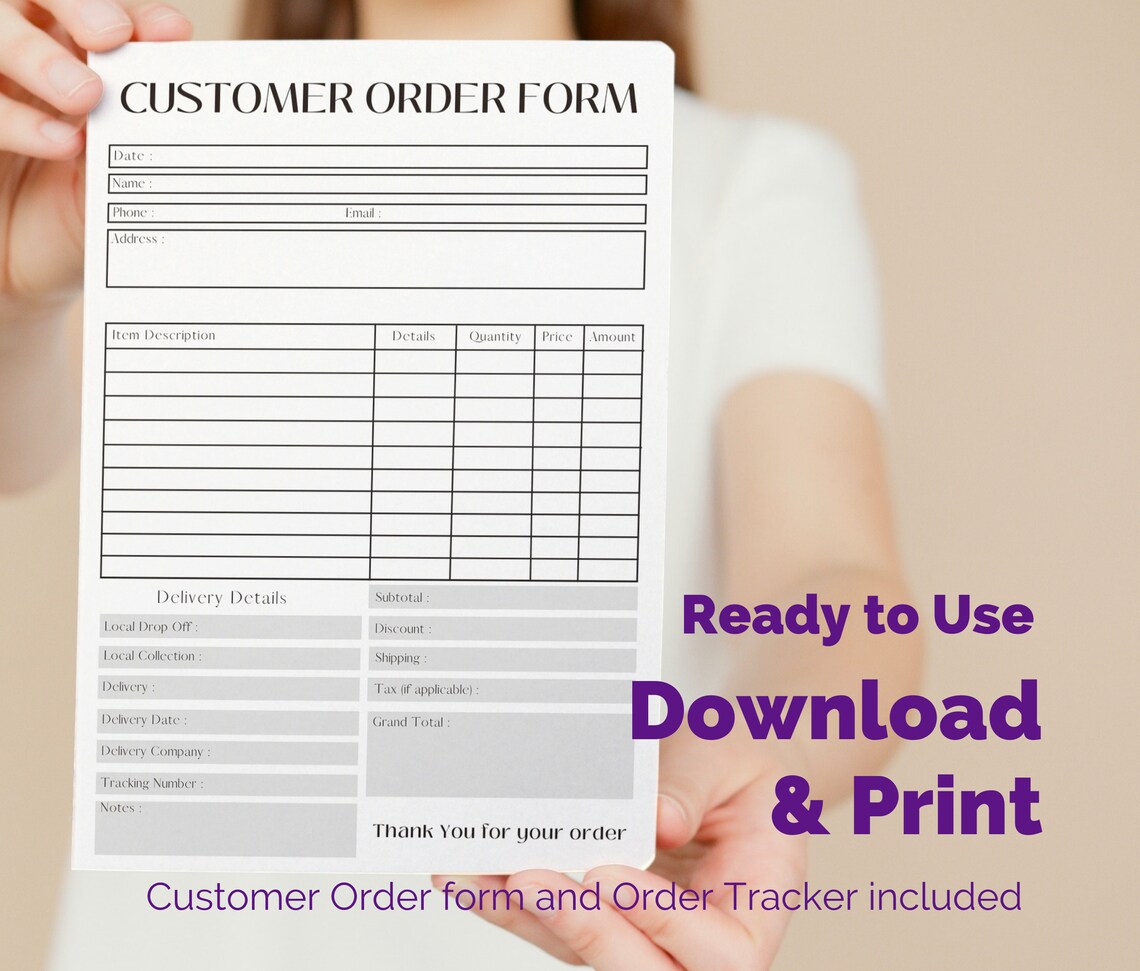 Printable Customer Order Form & Order Tracker Downloadable - Etsy Ireland