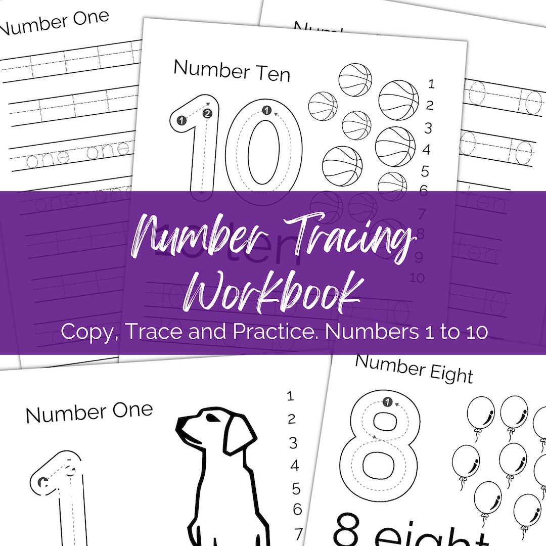 Printable Number Tracing Workbook. Copy Practice Writing Sheets. 1 to ...