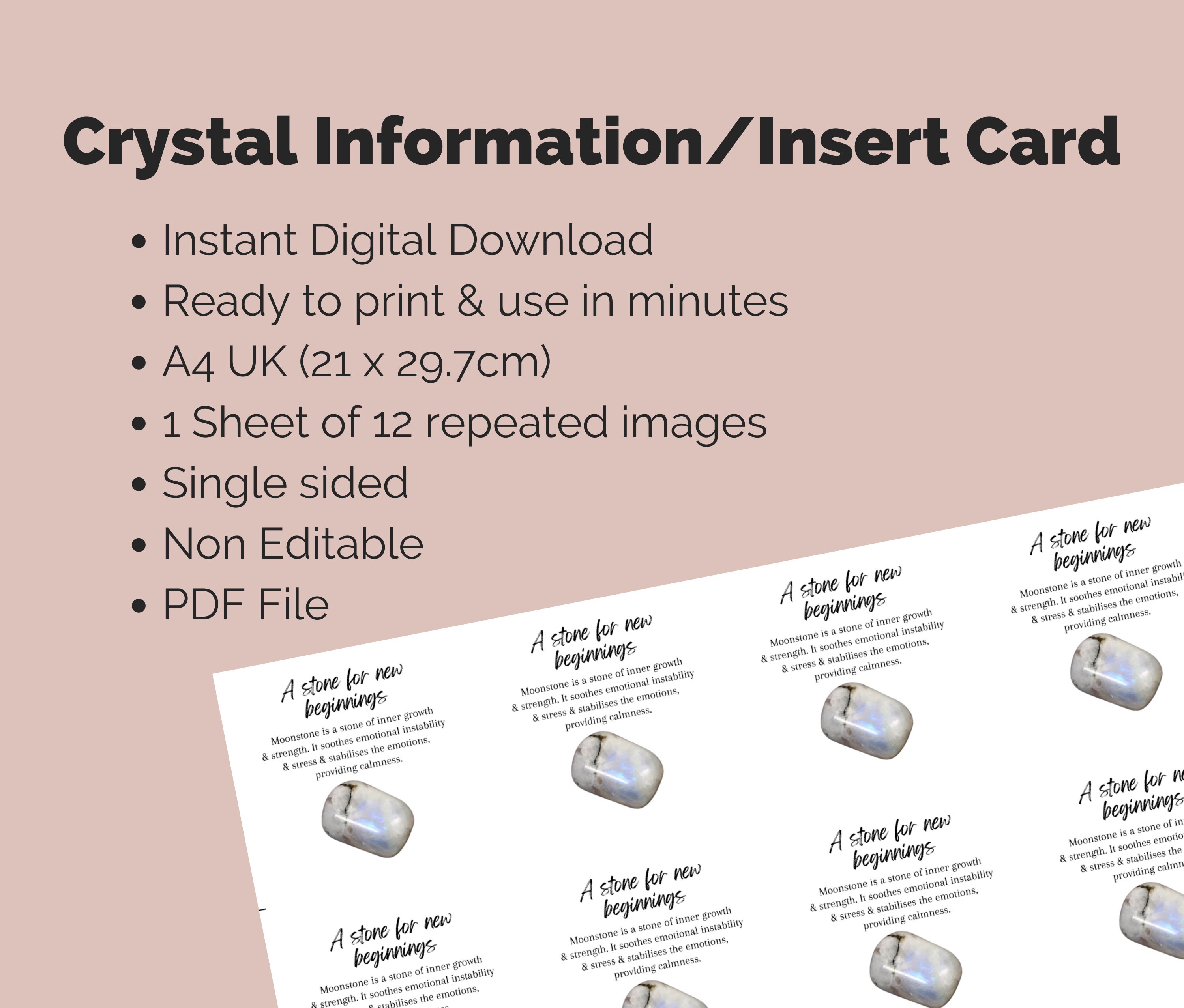 Printable Moonstone Crystal Meaning Card Insert Plus Digital - Etsy