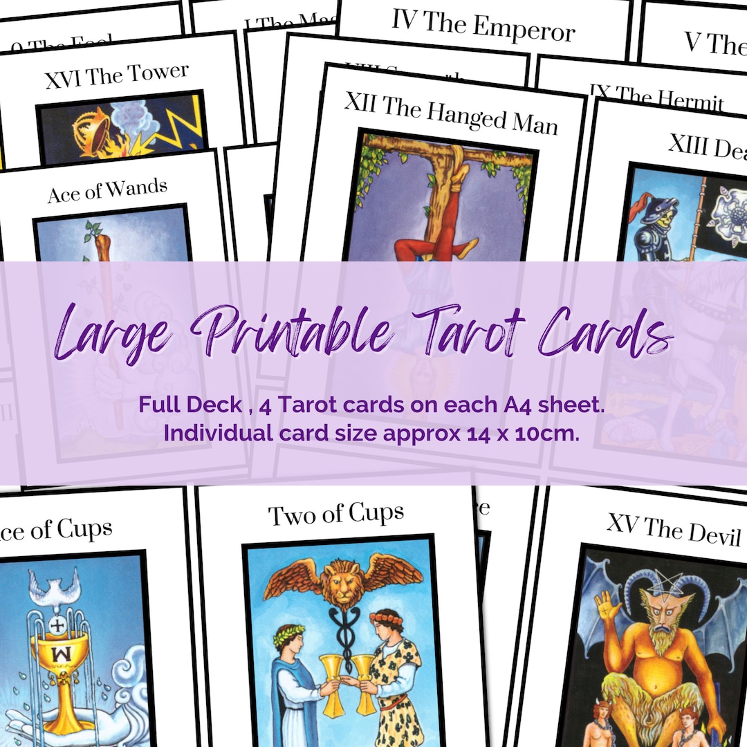 Printable Tarot Deck, Large Cards in Full Colour. Print at Home Classic ...
