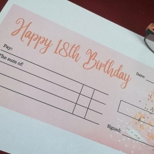 Pink 18th Birthday Oversized Gift Cheque (digital Download) - Etsy UK