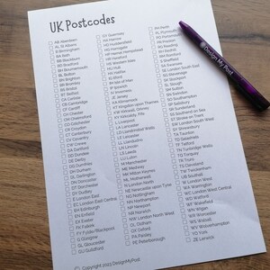 UK Sales Map Plus Postcode Checklist Printable A4 Tracker Map Print at ...