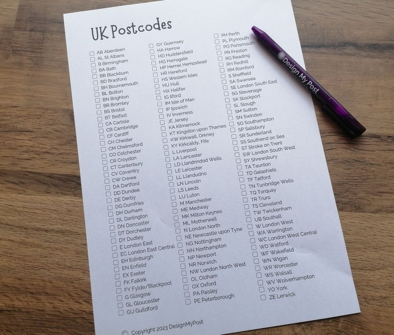 UK Sales Map Plus Postcode Checklist Printable A4 Tracker Map - Etsy