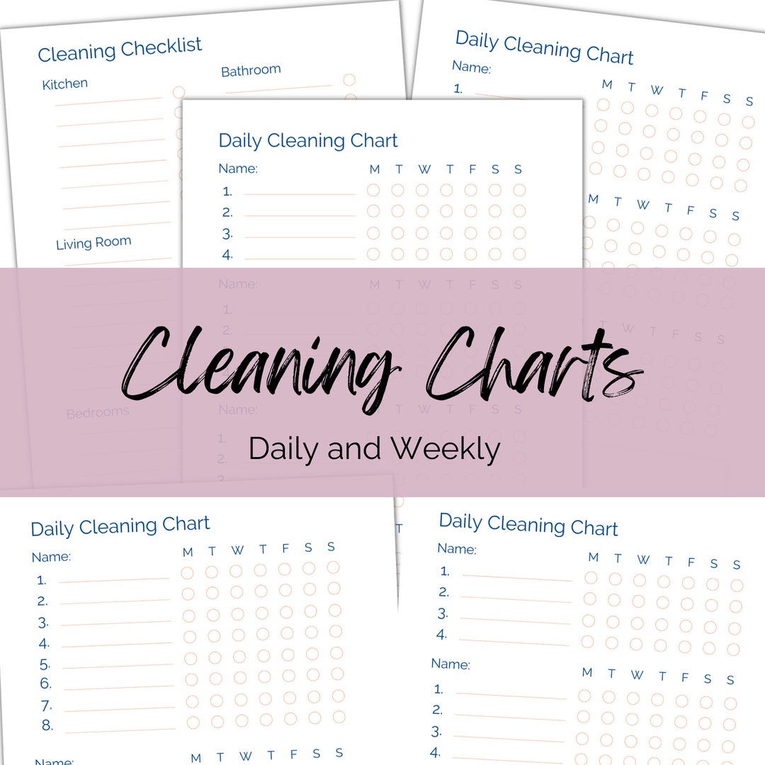 Printable Cleaning Charts. Cleaning Schedule for 23 or 4 - Etsy