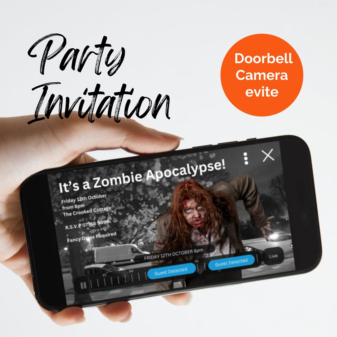 Zombie Party Invitation, Halloween Digital Invite, Electronic Cosplay ...