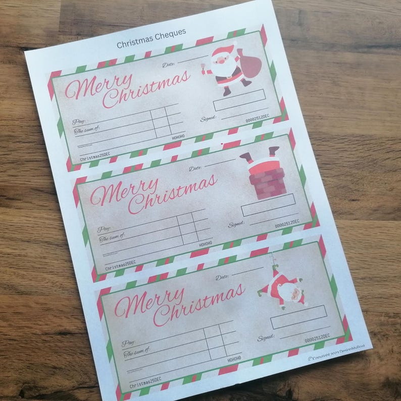 Christmas Blank Cheque: Printable Novelty Gift (PDF & PNG) - Etsy UK