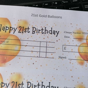 21st Birthday Gift Fake Blank Cheque Template With Money Wallet. in ...