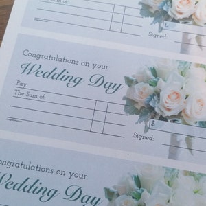 Blank Wedding Cheque. Printable Wedding Money Gifting Fake Cheque ...