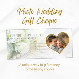 Photo Wedding Cheque. Unique Gift for Newly Weds. Printable Wedding ...