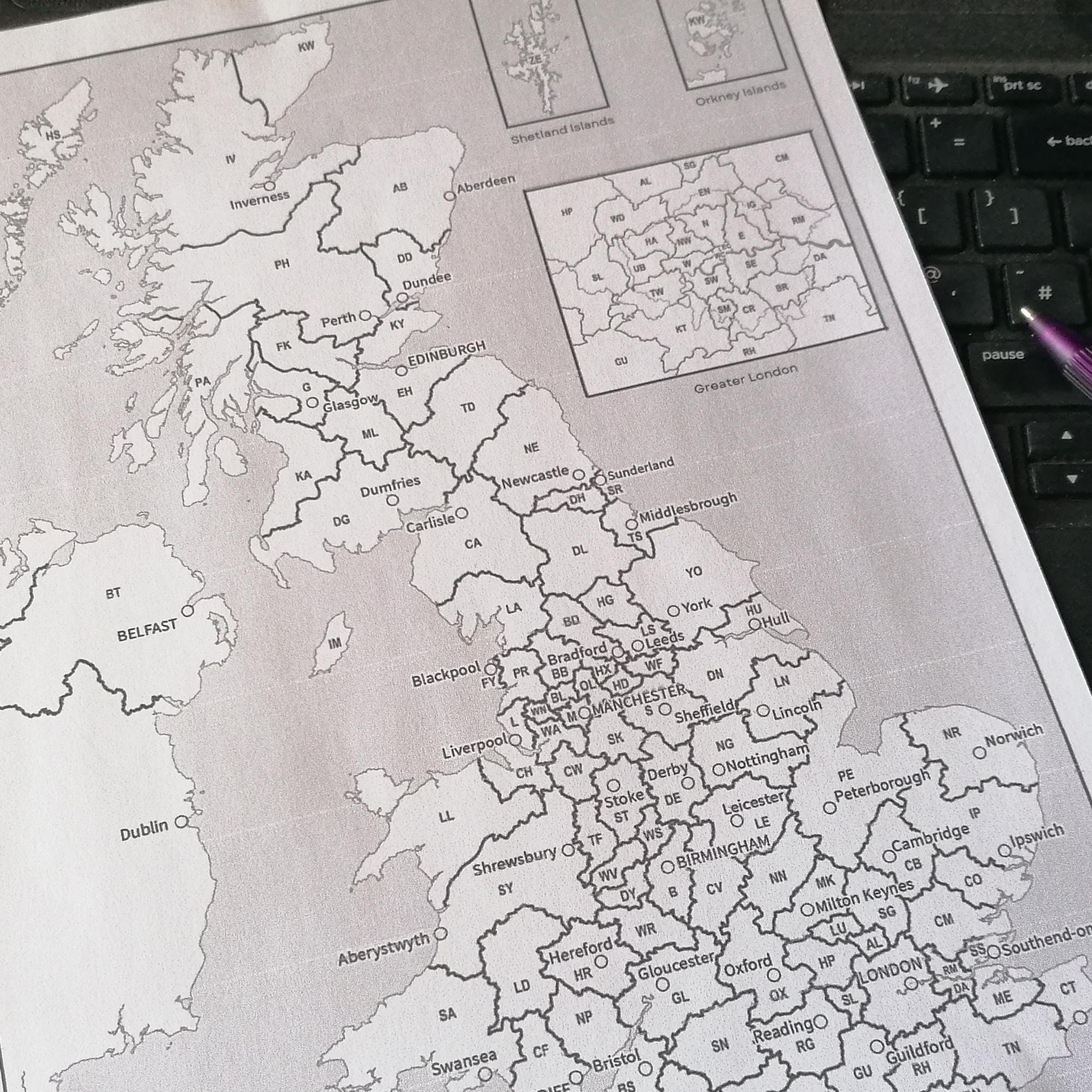 UK Sales Map Poster UK Sales & Postcode Map Poster - A3 Double-Sided ...