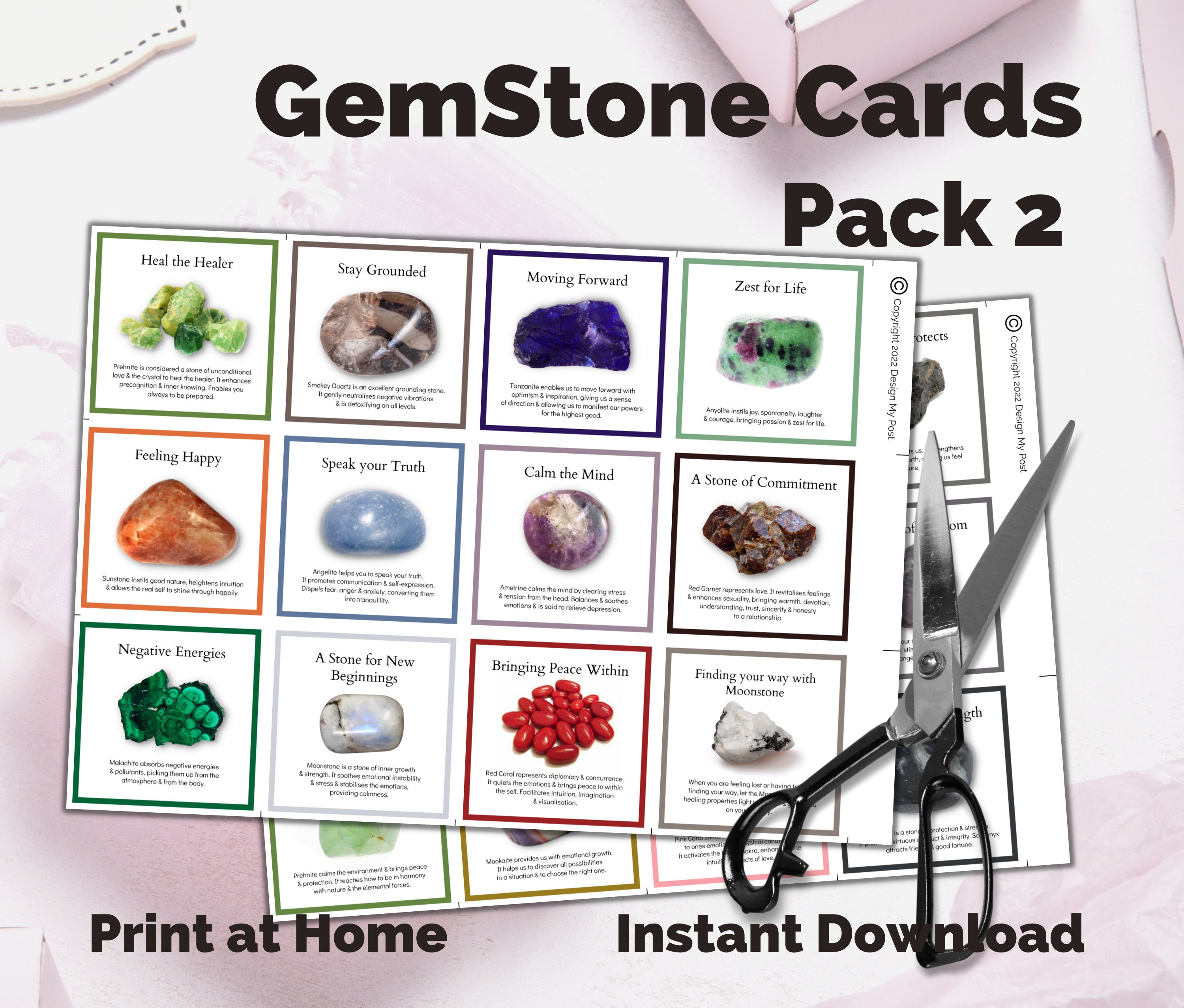 Printable Gemstone Info Cards for Sellers. 48 Crystals With - Etsy UK