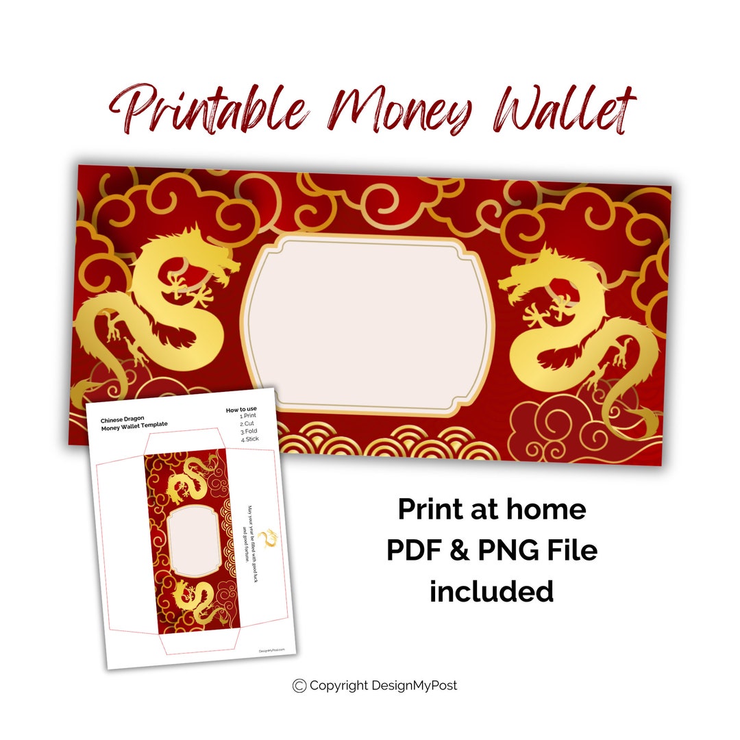 Printable Chinese Dragon Money Wallet. Print at Home Cash Envelope ...