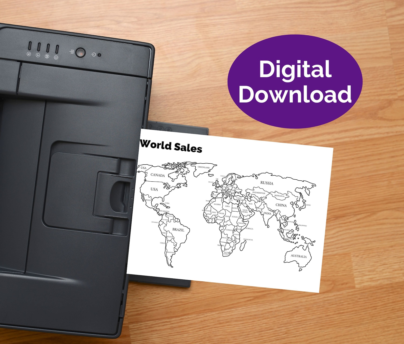 Printable World Map. Sales Tracker. A4 Print at Home. Colour in Map ...