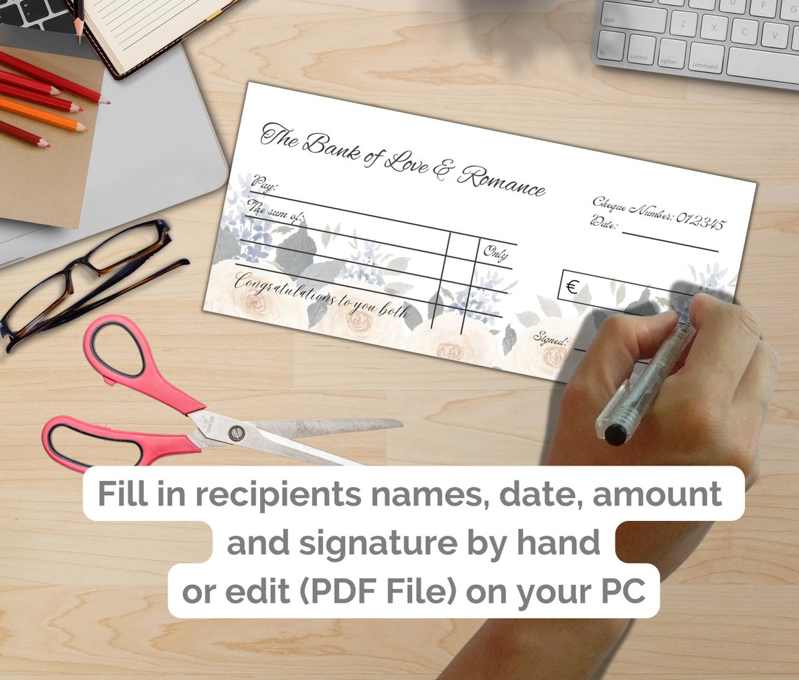 Printable Wedding Present. Elegant Cheque Mock up for Newly - Etsy