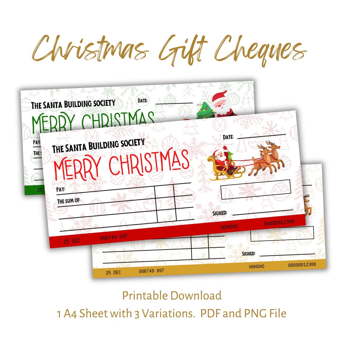 Novelty Christmas Cheque, Bankers Draft. Downloadable Printable Xmas ...