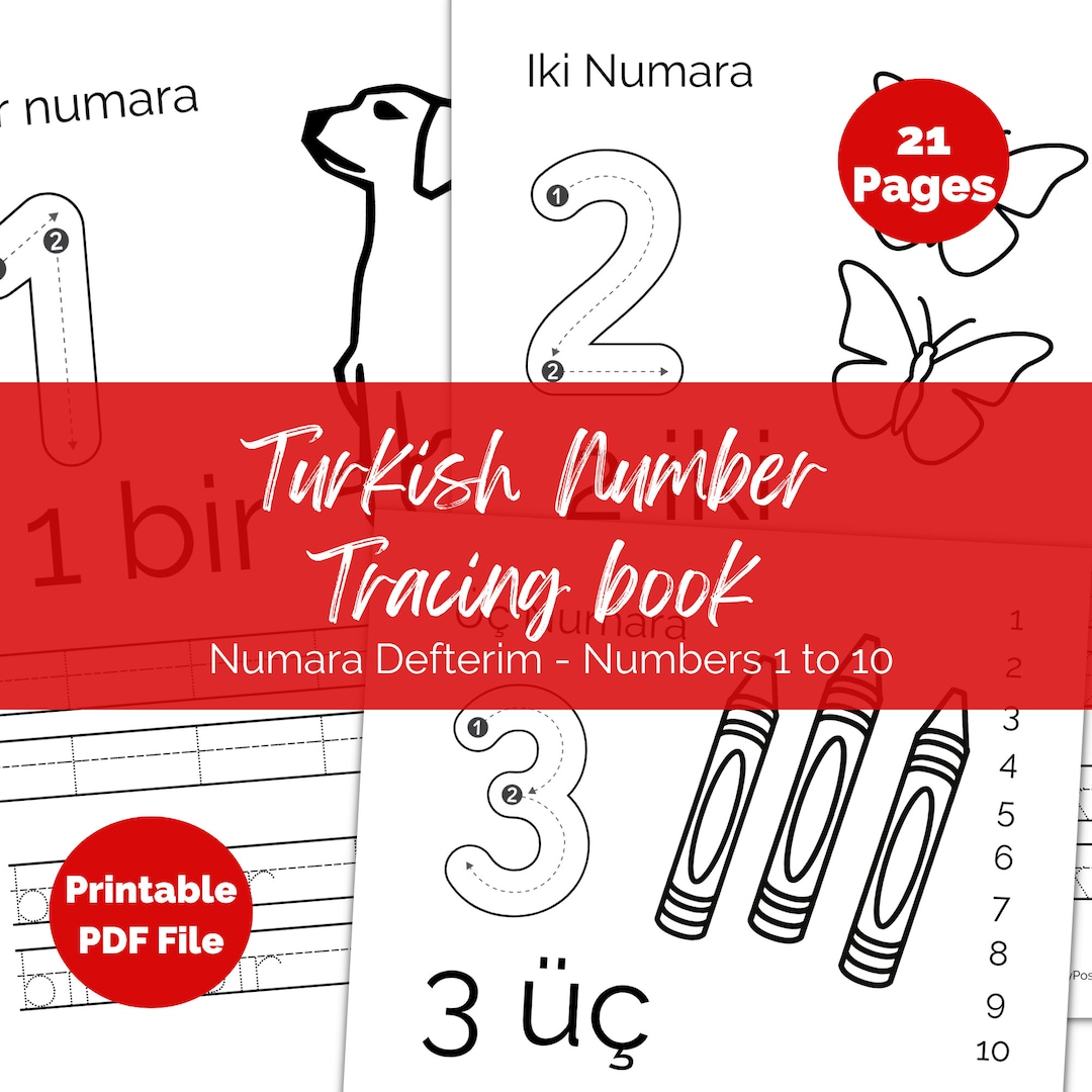 Turkish Number Tracing Workbook: 1-10, Preschool Learning (PDF) - Etsy UK