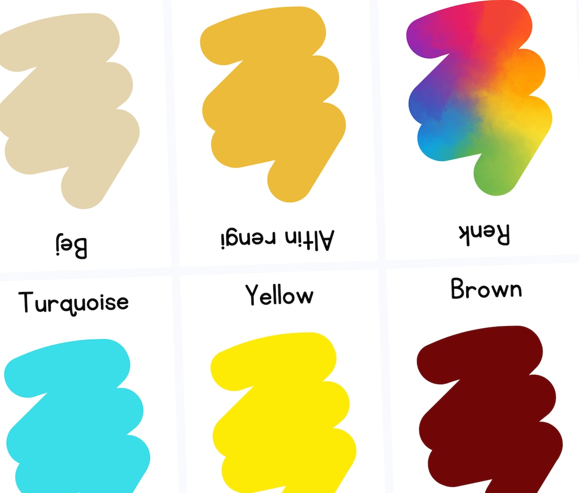 Learn Turkish Colours. Printable Flashcards in English and - Etsy UK
