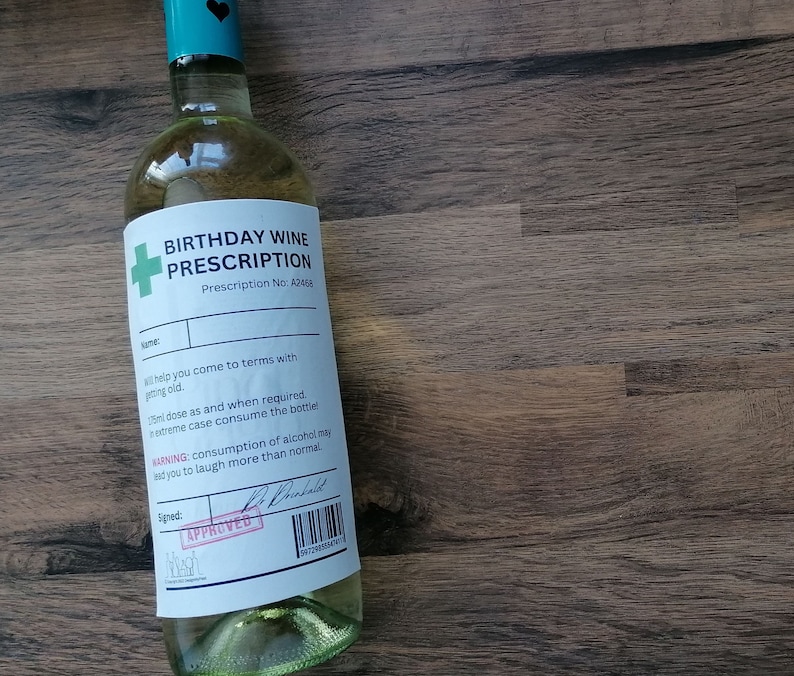 Birthday Wine Prescription Label. Printable Novelty Gift. - Etsy