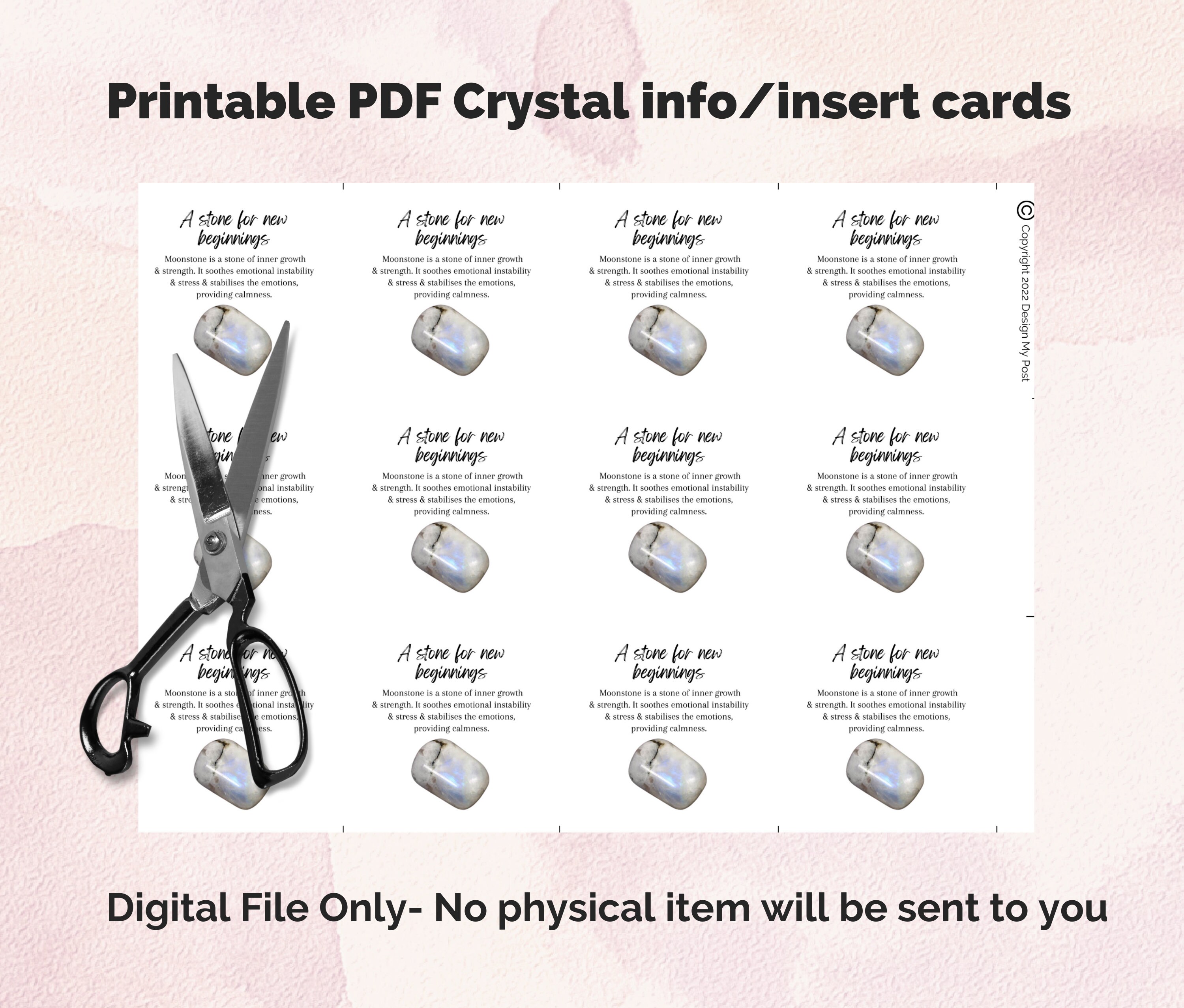 Printable Moonstone Crystal Meaning Card Insert Plus Digital - Etsy