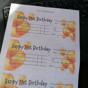 21st Birthday Gift Fake Blank Cheque Template With Money Wallet. in ...