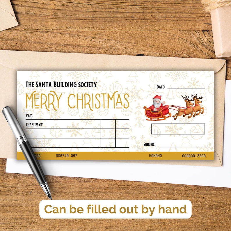 Novelty Christmas Cheque, Bankers Draft. Downloadable Printable Xmas ...