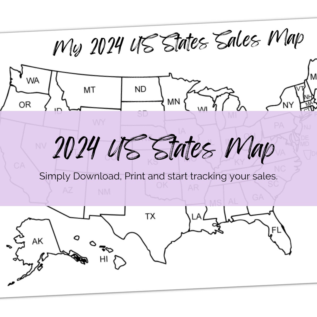 2024 Printable United States Map. Etsy US States Sales Tracker. A4 ...