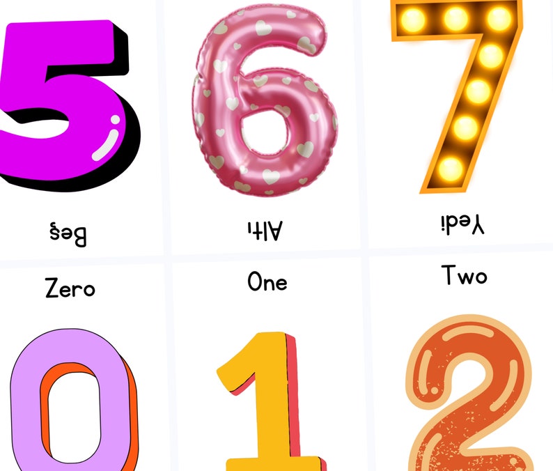 Learn Turkish Numbers. Printable Flashcards in English and - Etsy