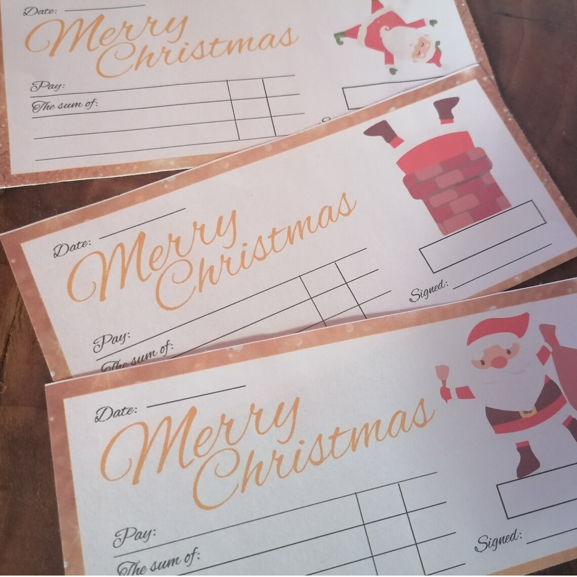 Christmas Money Cheques. Downloadable Printable Xmas Gifting Blank ...
