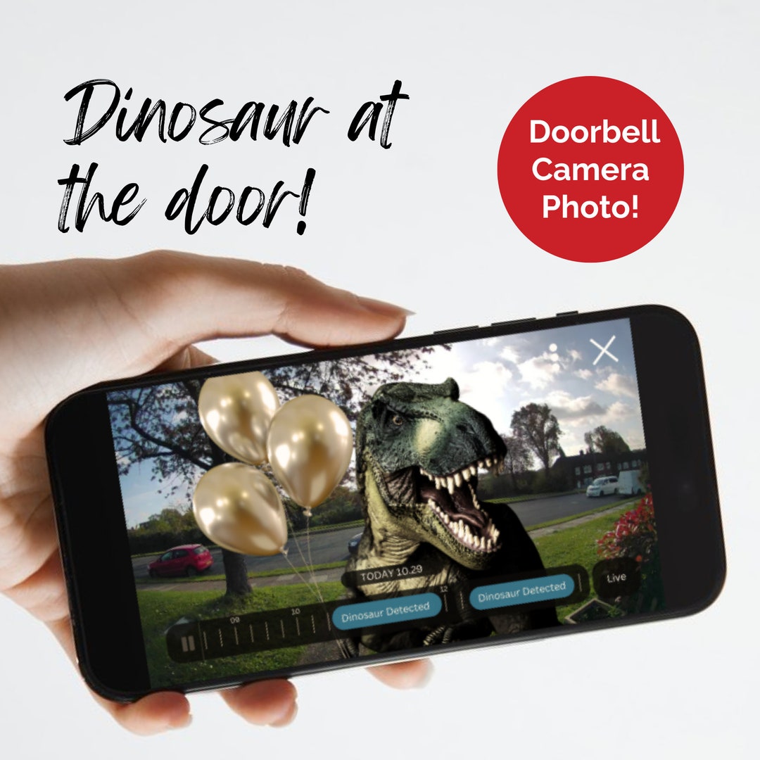 T-rex Dinosaur Caught on Doorbell Camera. Photo Proof. Fake Mock Up ...