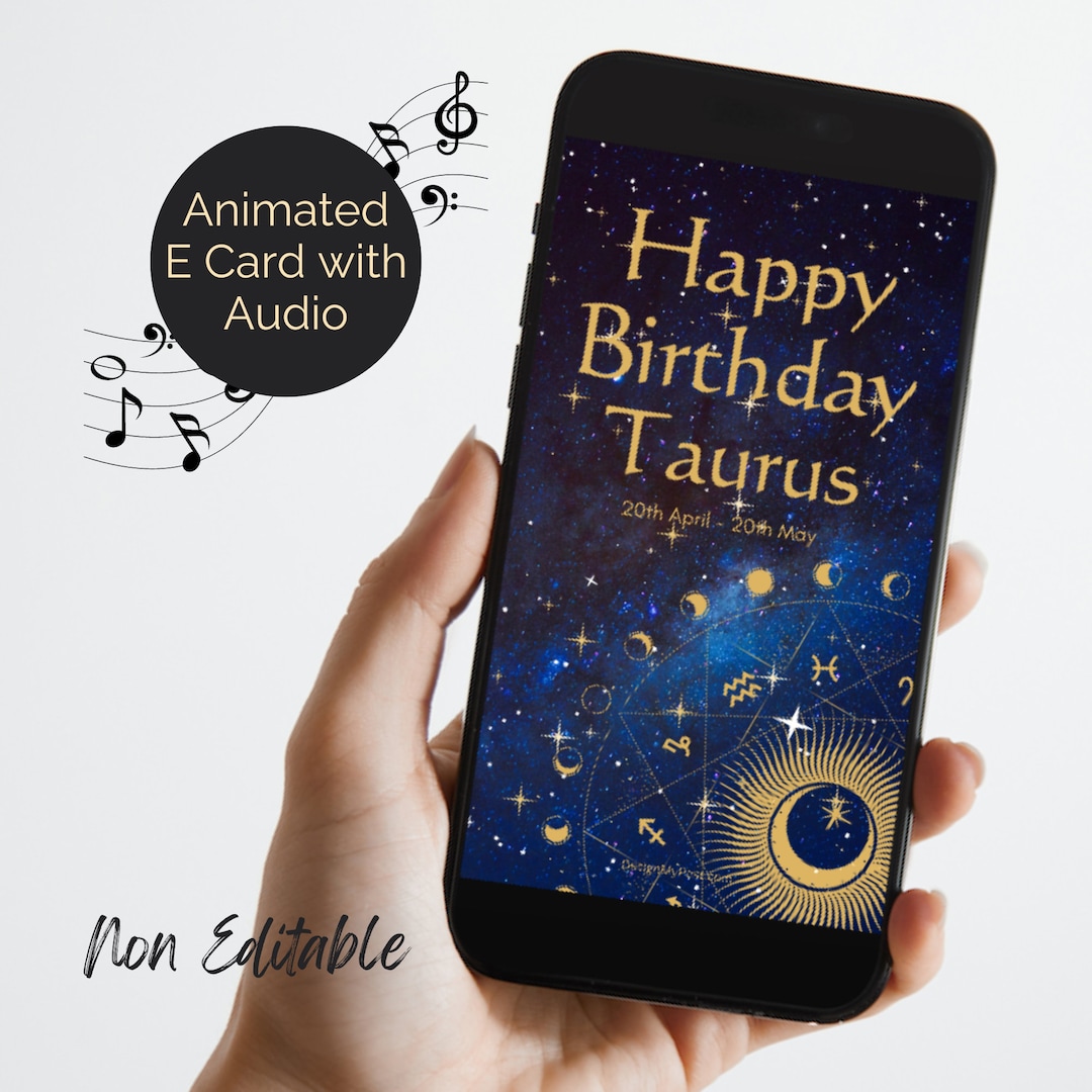 Taurus Animated Birthday E Card With Sound. Send Digital Video by Email ...