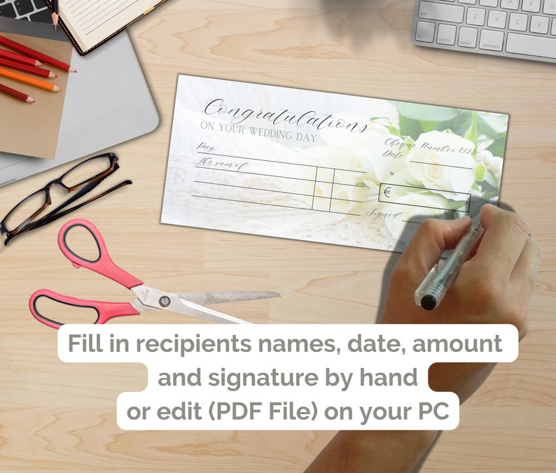 Wedding Gifting Blank Cheque Printable Wedding Money Gift - Etsy