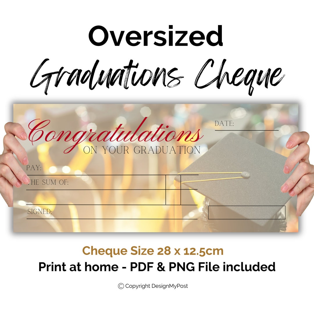 Oversized Graduation Cheque Printable Gifting Blank Check ...