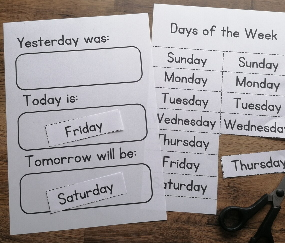 Days of the Week Printable Worksheets. Learning Resource for - Etsy UK
