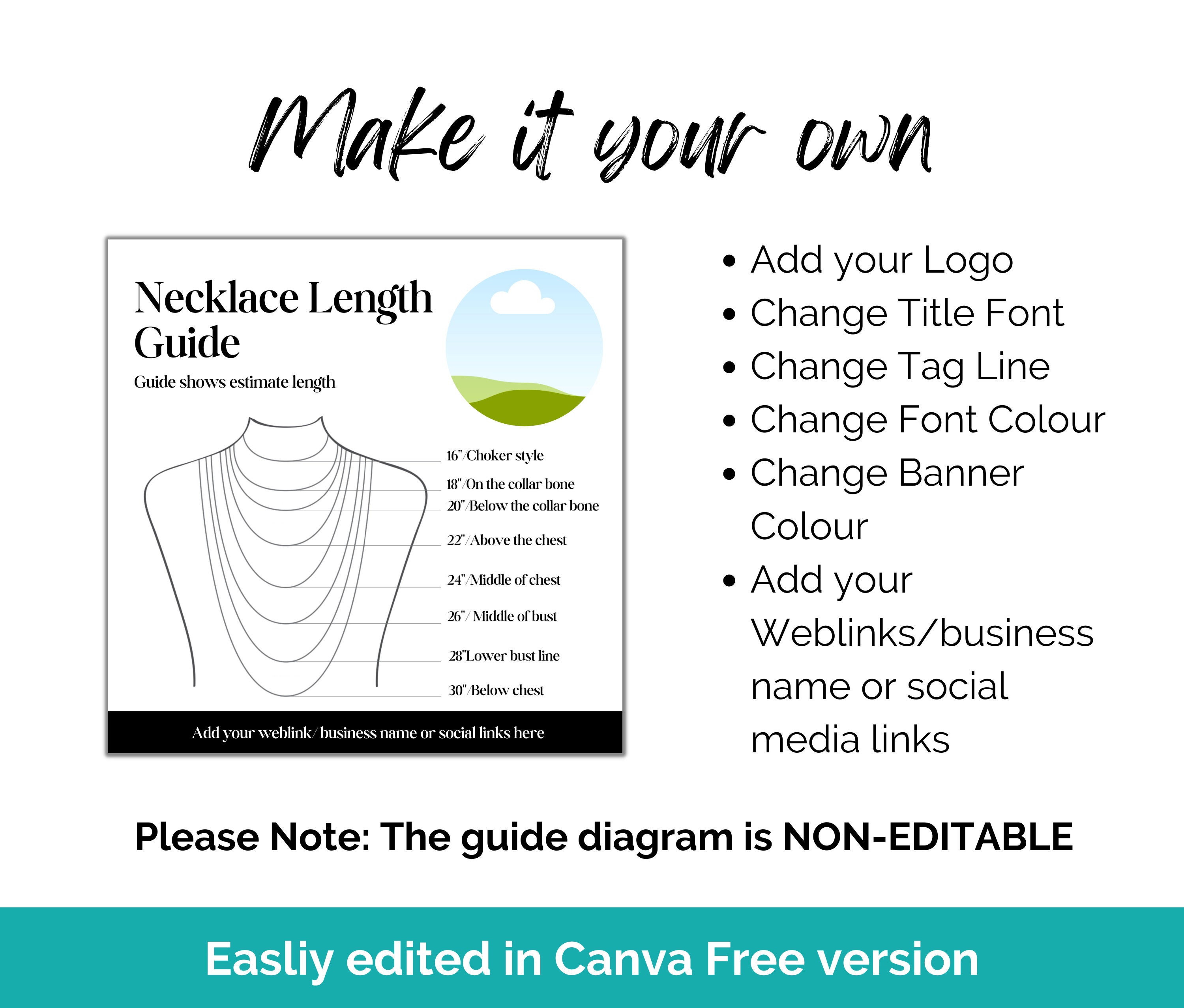 Editable Necklace Size Guide Printable and Digital Template Canva ...
