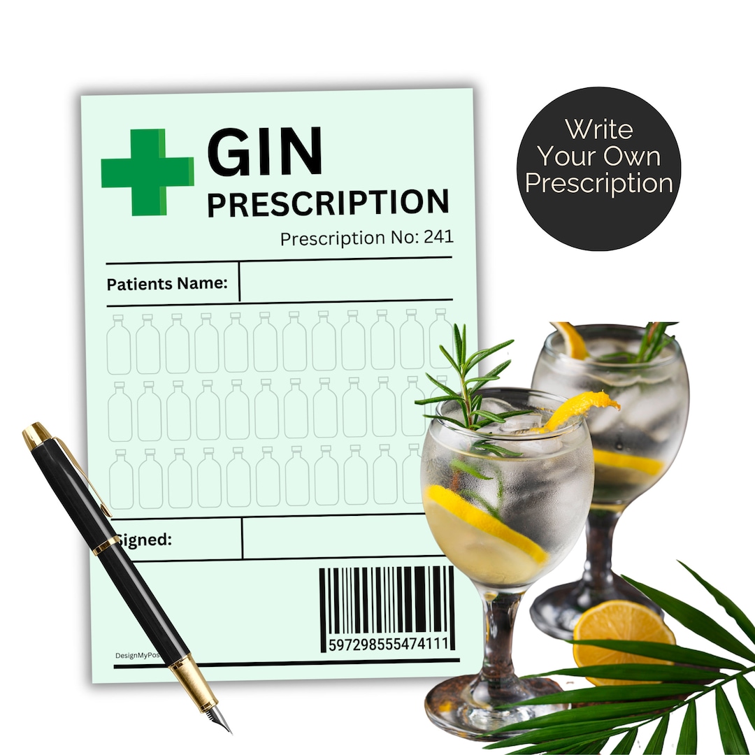 Blank Gin Prescription Label. Write Your Own. Printable Novelty Gift ...