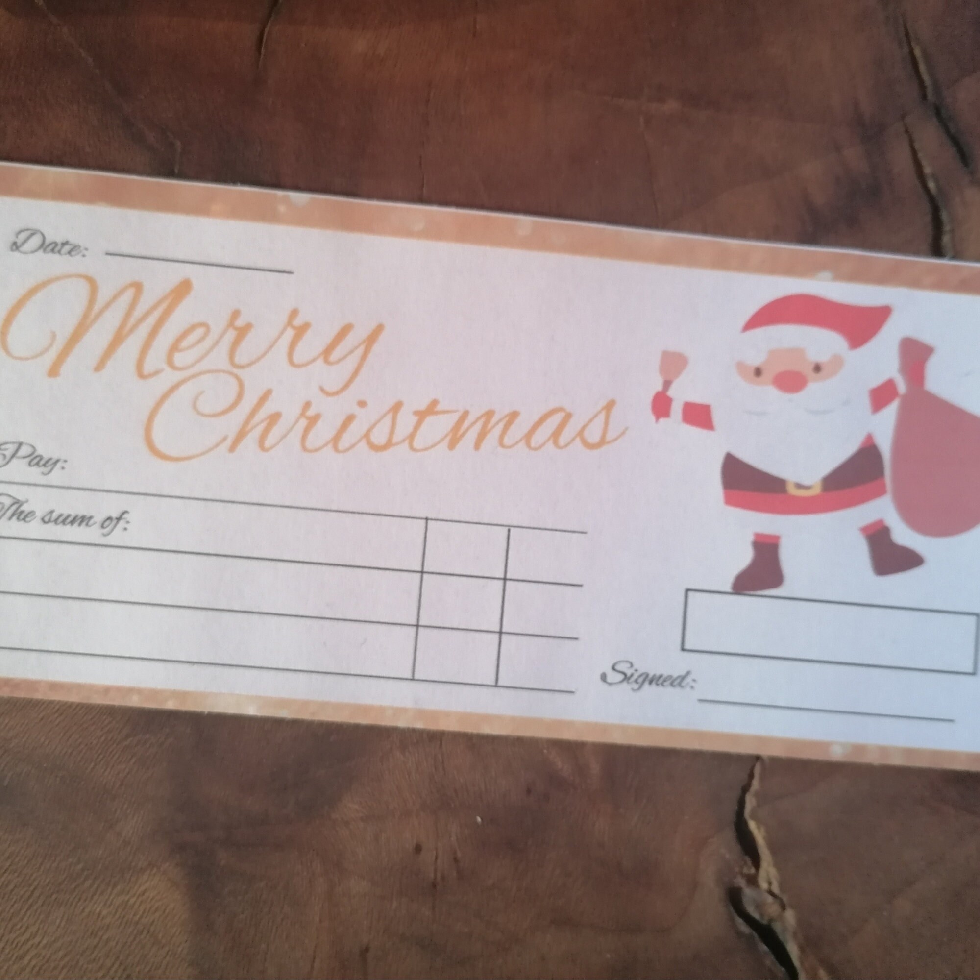 Christmas Money Cheques. Downloadable Printable Xmas Gifting Blank ...