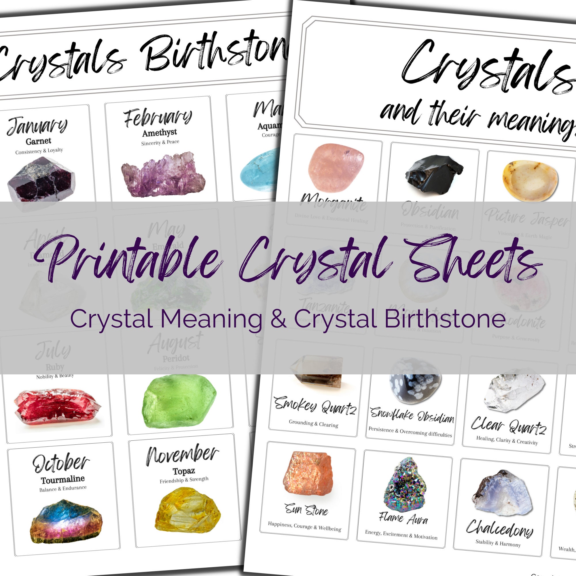 Printable Crystal Meanings & Birthstones Cheat Sheet (PDF Download) - Etsy