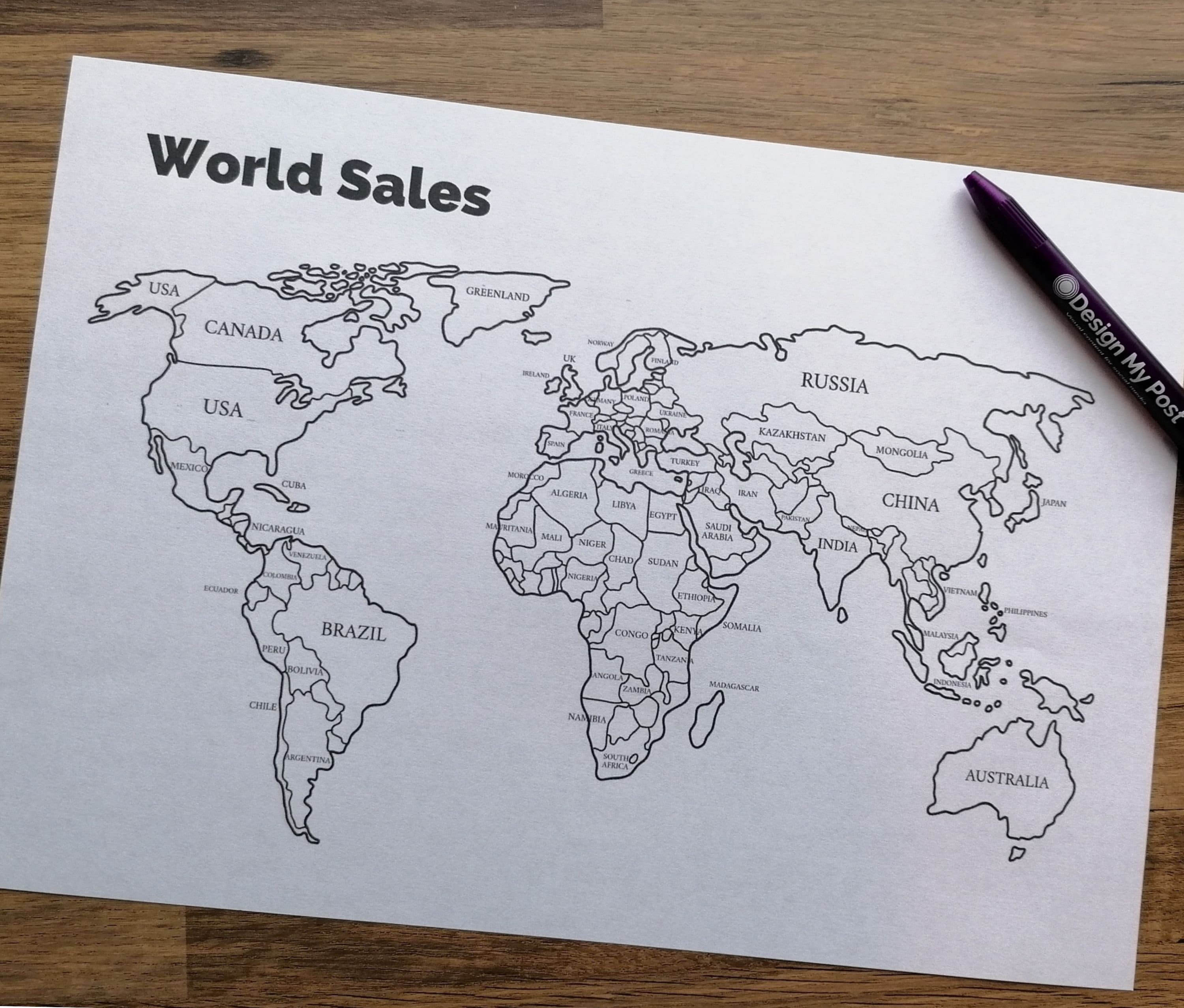 Printable World Map. Sales Tracker. A4 Print at Home. Colour - Etsy