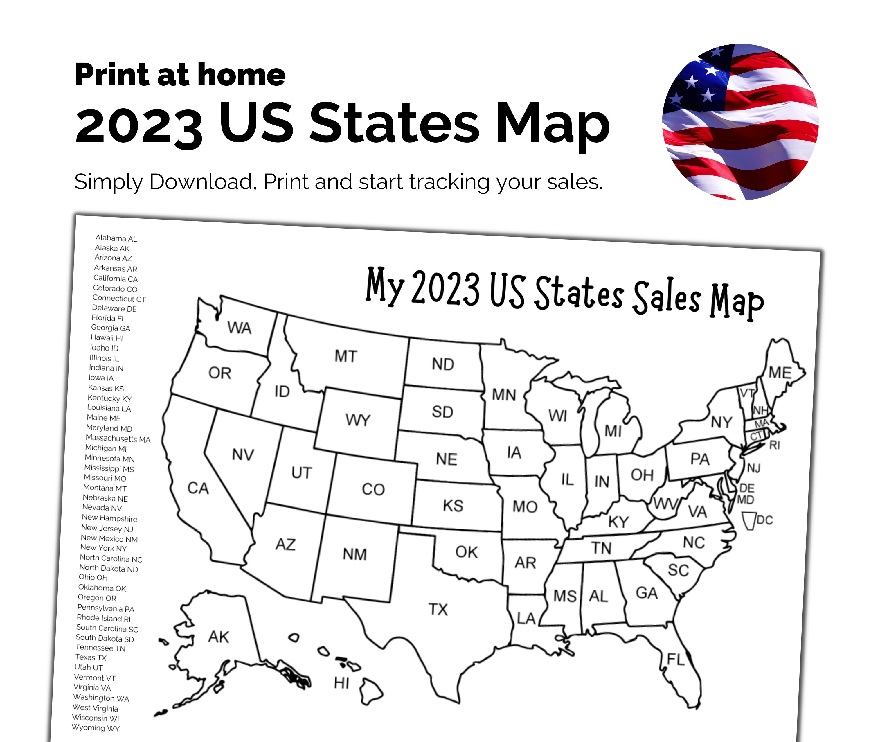 Large Print Map Of The United States