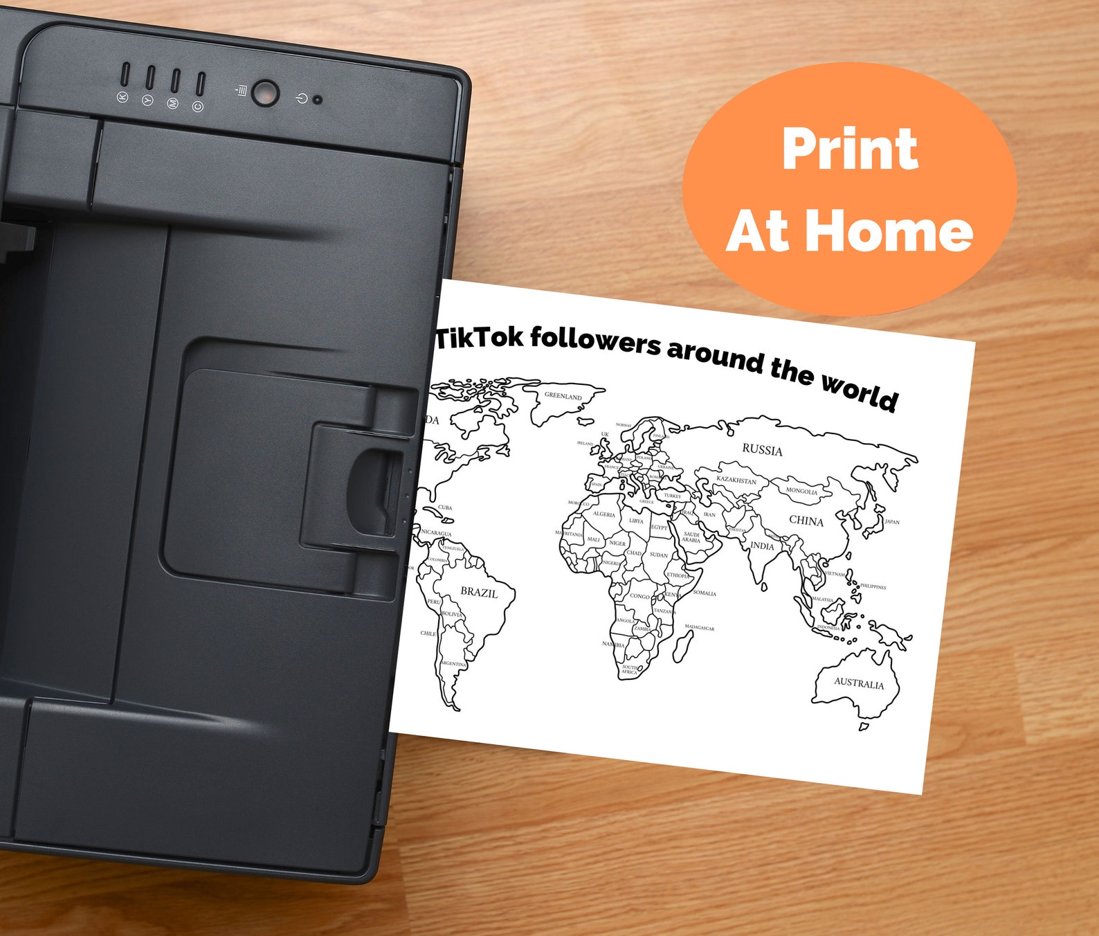 Tiktok Followers Map. Printable World Tracker. A4 Print at - Etsy UK