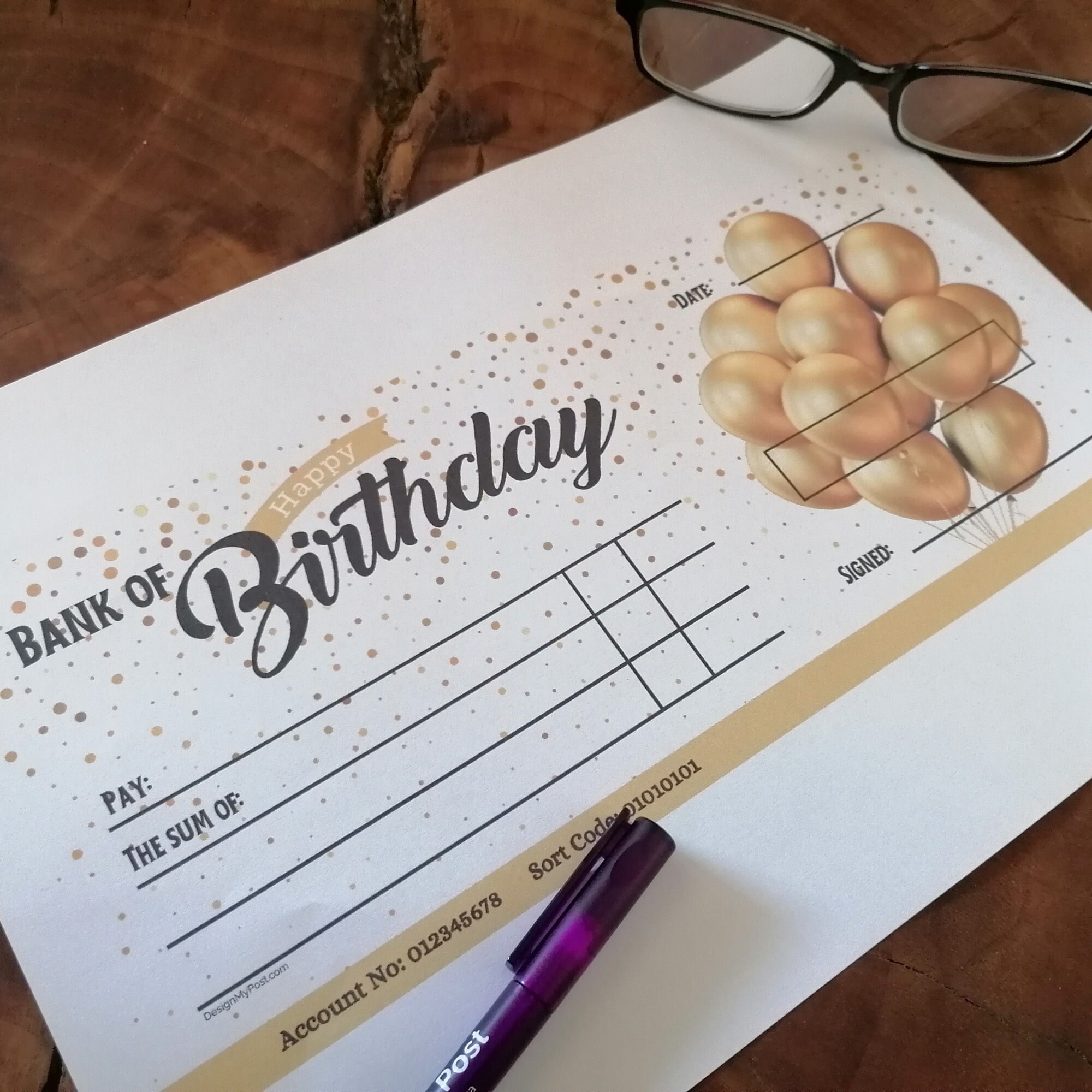 Blank Birthday Cheque Gifting Check Template. Printable Pretend ...