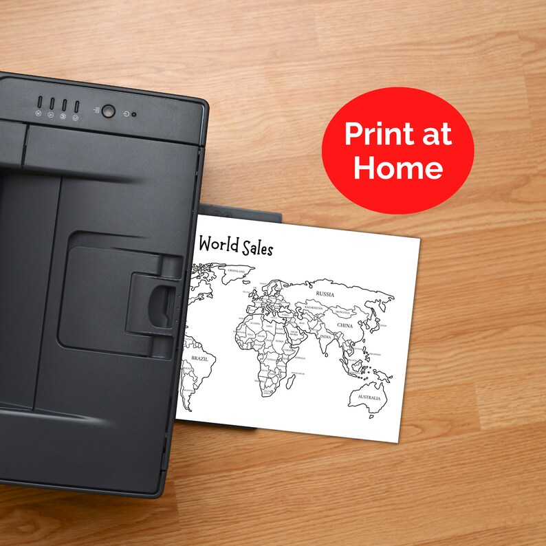 Printable 2024 Sales World Tracker Map. A4 Print at Home. Colour in Map ...