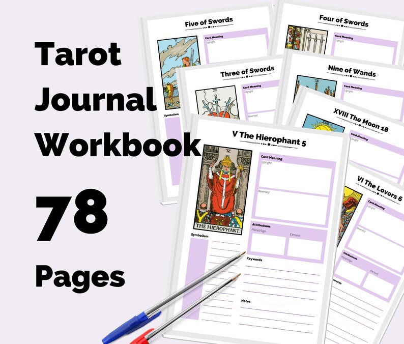 Printable Tarot Deck Workbook Cheat Sheets. Tarot Card - Etsy UK