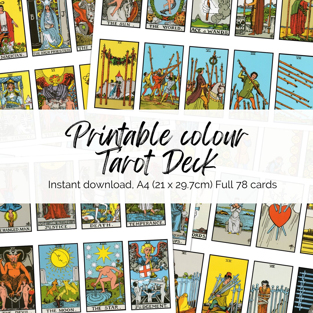 Buy Printable Tarot Deck in Colour, Classic Tarot Cards in Colour ...