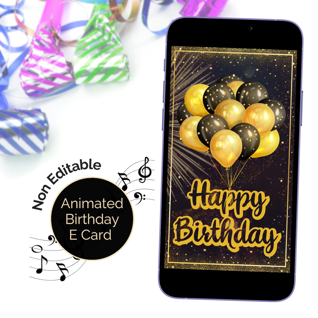 Birthday E-card Animated With Upbeat Happy Birthday Tune. Ecard for ...
